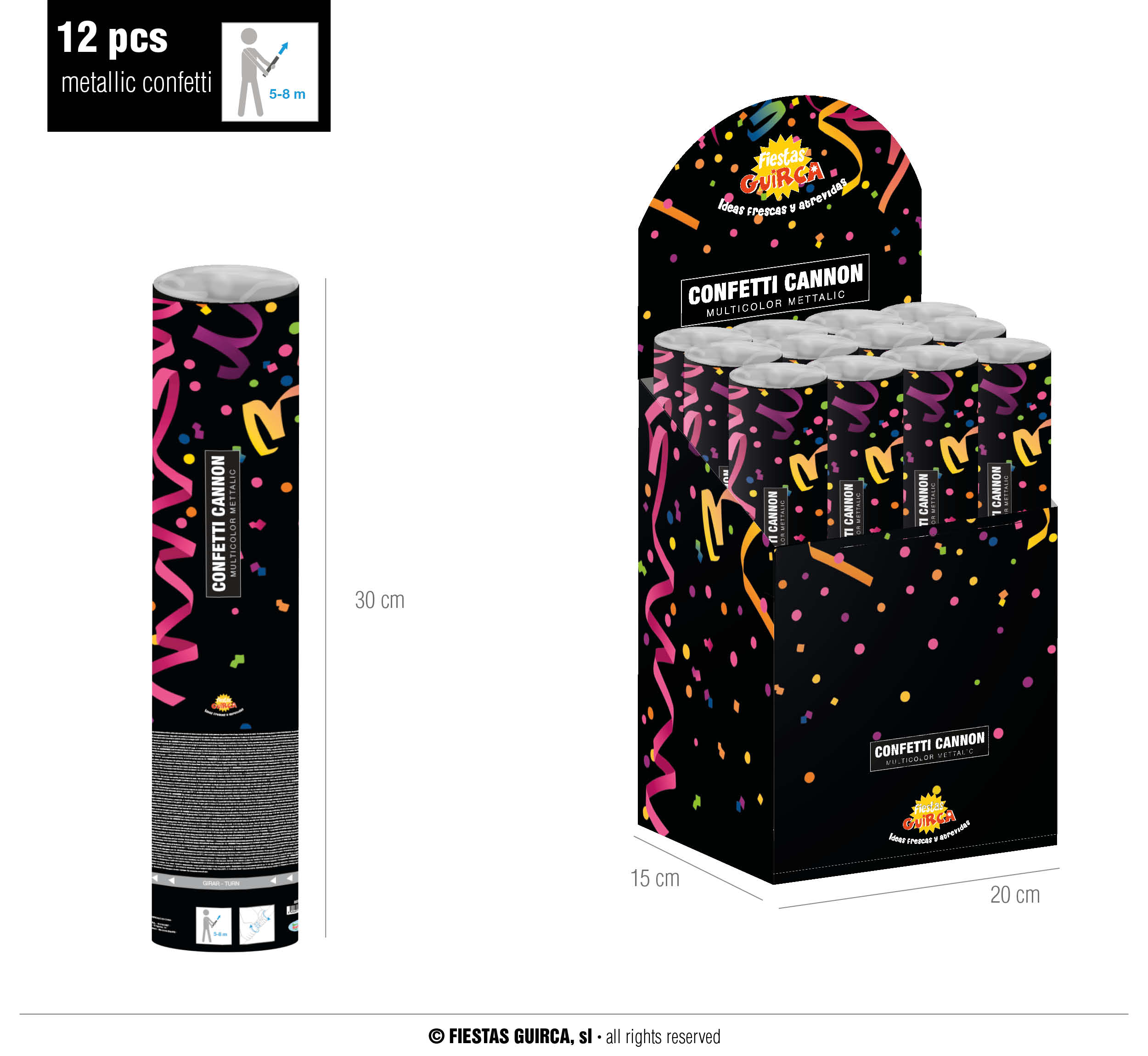 GUI cañon confetti 30 cms. aire comprimido | Dulcealmacen